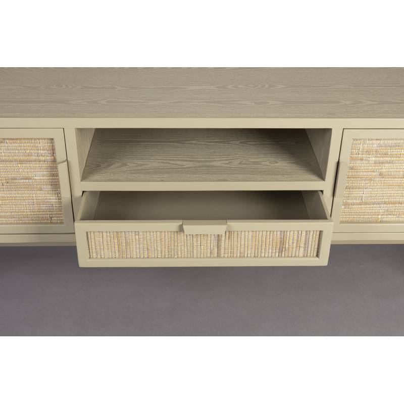 Meuble TV Yasu Dutchbone Enfilade Basse Métal Bois et Rotin Meuble de ...
