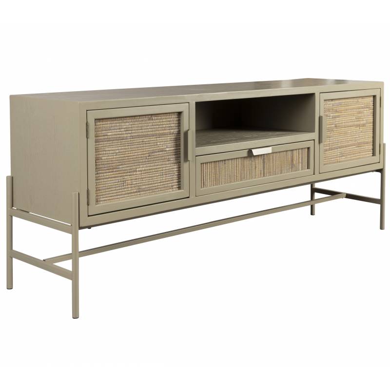 Meuble TV Yasu Dutchbone Enfilade Basse Métal Bois et Rotin Meuble de ...