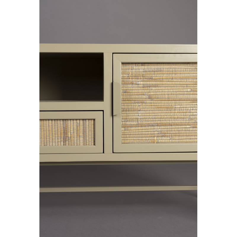 Meuble TV Yasu Dutchbone Enfilade Basse Métal Bois et Rotin Meuble de ...